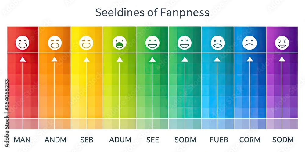 Colorful infographic displaying a spectrum of emotions, from happiness ...
