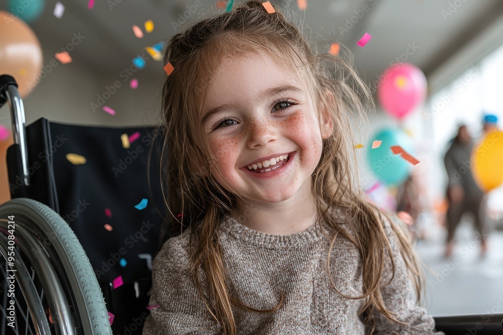 Joyful celebration: child in wheelchair celebrate birthday, a day of ...