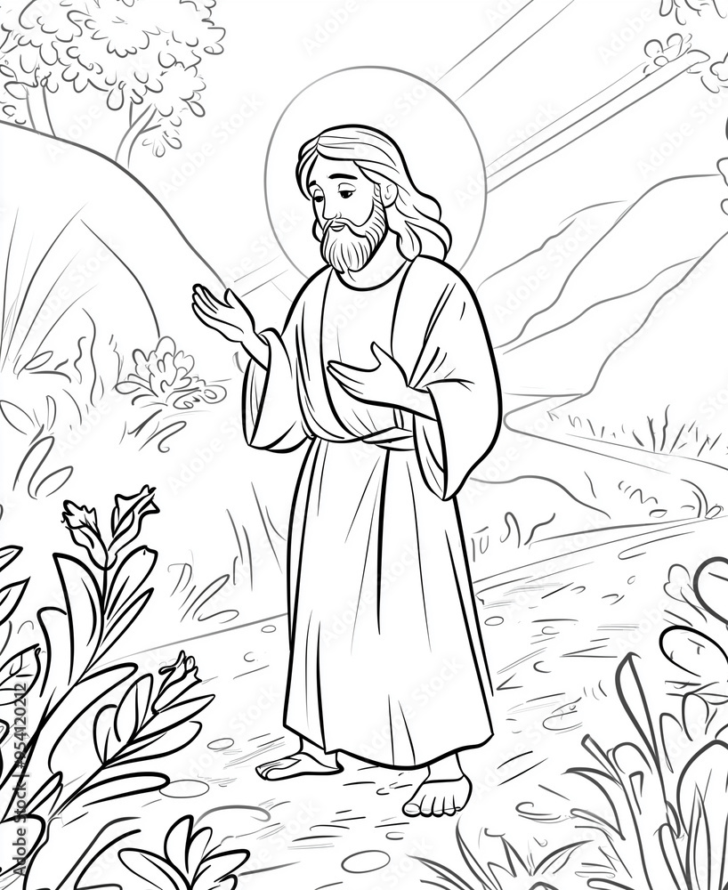 Coloring page for kids, Draw the images Depict Jesus sacrificing ...