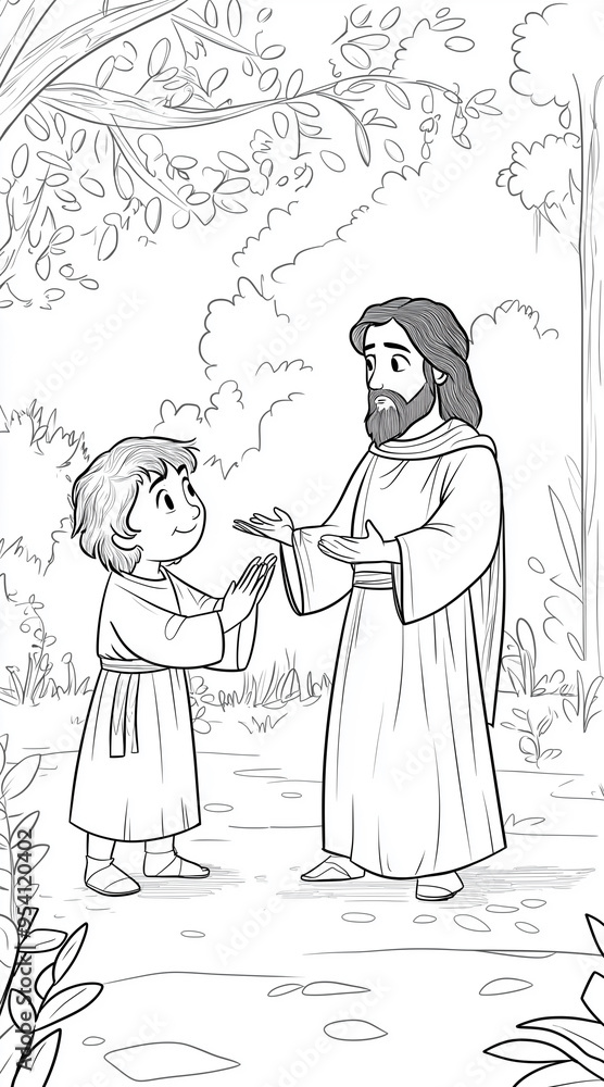 Coloring page for kids, Draw the images Depict Jesus sacrificing ...