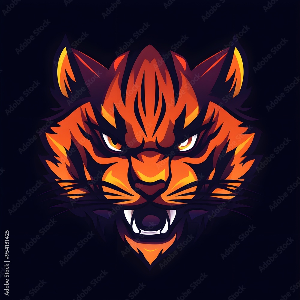 Unique 2D Cartoon Tiger Head Logo Design for Wildlife Conservation ...