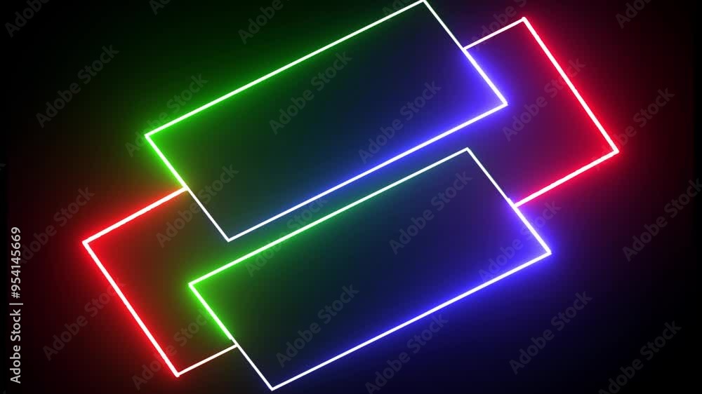 Abstract dynamic saber rectangle frame animation with black background ...