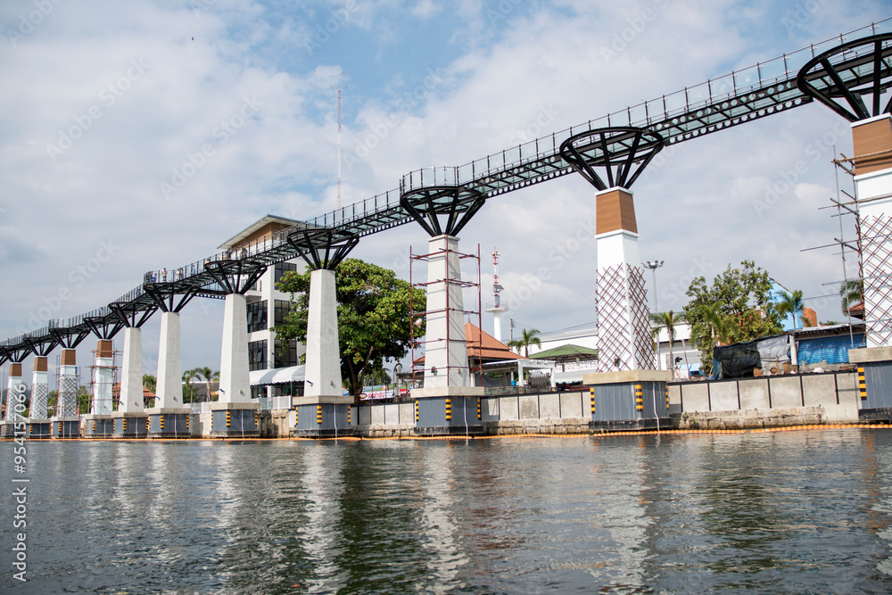 Skywalk structure on the glass skywalk bridge at Kanchanaburi, Thailand ...