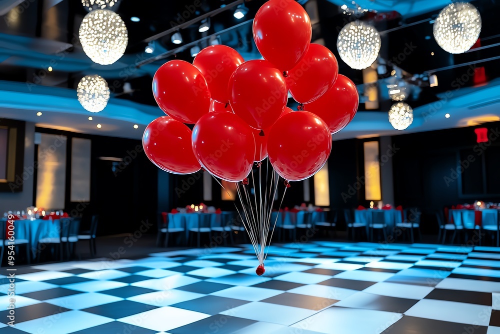 Balloon Helium Balloon, Red, and Cluster shown in a party setting where ...
