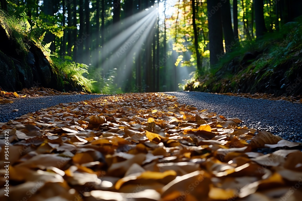 Enchanting Autumn Brown, Sunlight, and Forest Path visualized in a ...