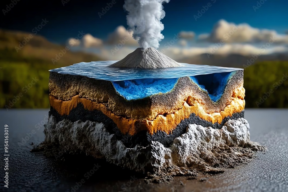 Energy Illustration Geothermal, Underground, and Earth depicted in a ...