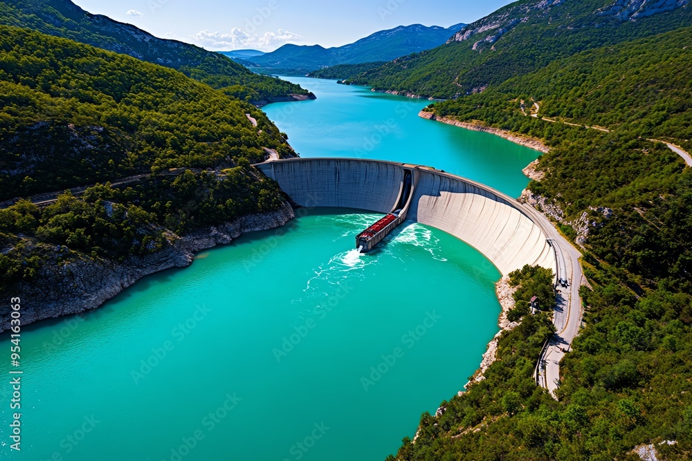 Energy Illustration Hydroelectric, Dams, and Sustainability shown in a ...