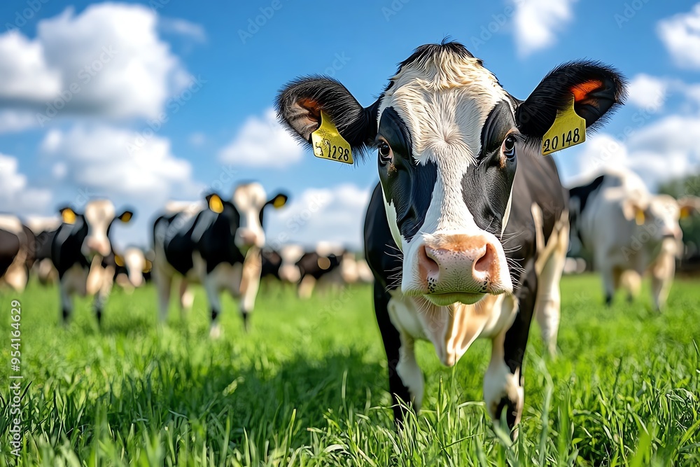 Farm Cow Rotational Grazing, Summer, and Herd shown in a lush summer ...