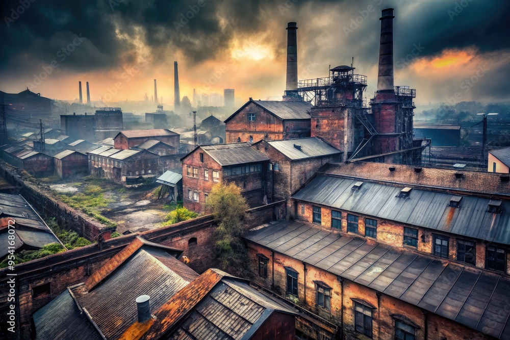 haunting abandoned rusty grimy old rooftops industrial decaying ...