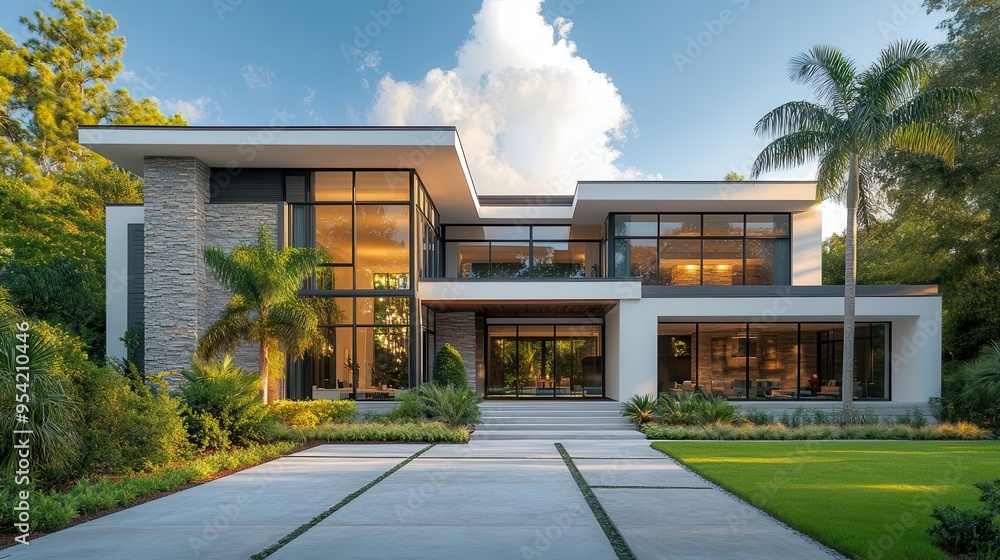 modern miami home white and grey exterior stone accents large front ...