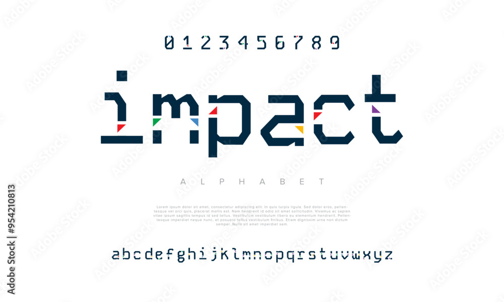Impact creative modern geometric urban alphabet font. Digital abstract ...