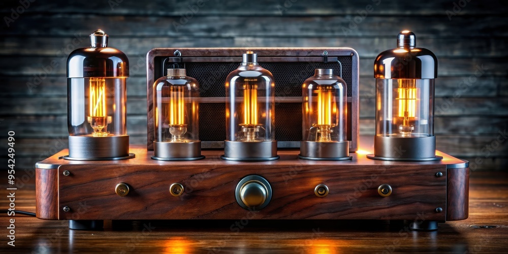 Vintage tube amplifier with glowing valves, perfect for audiophiles and ...