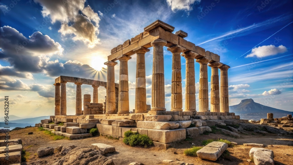 Ancient Greek lettering on weathered stone ruins , Greece, history ...