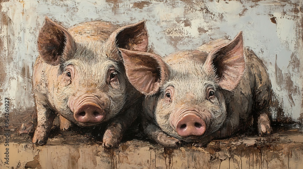 Various Pigs Displayed in Different Poses and Settings, Showcasing ...