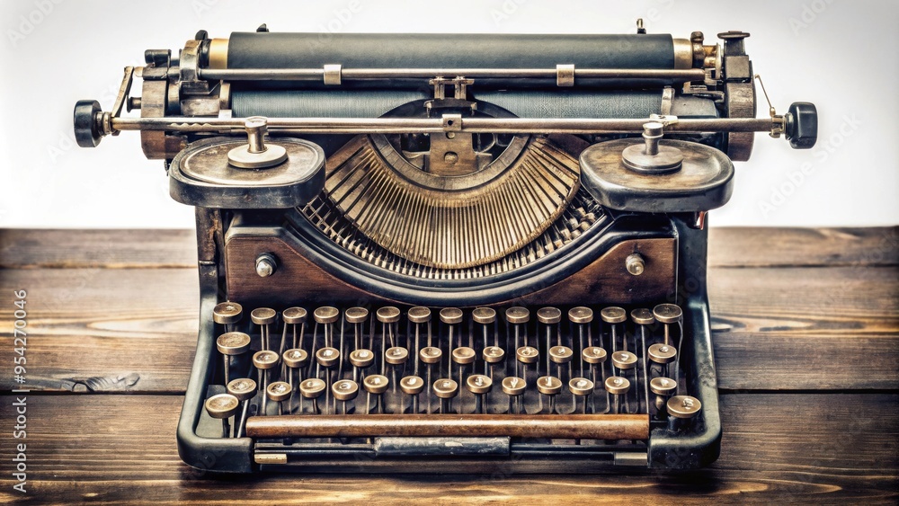 Antique typewriter with vintage keys and metal body, retro, old ...