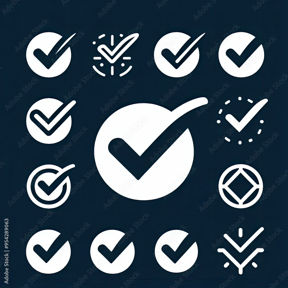 Checkmark icon. Checkmark vector set. Checked check box sign. Approved ...