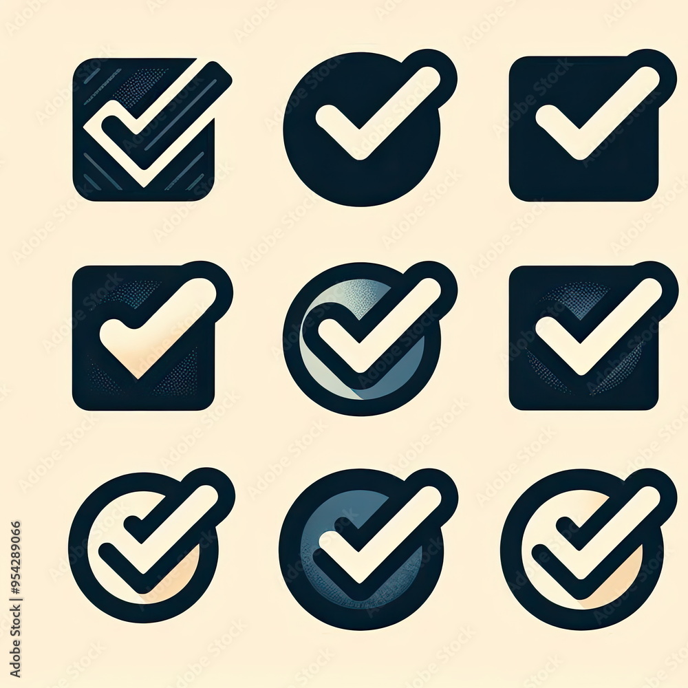 Checkmark icon. Checkmark vector set. Checked check box sign. Approved ...