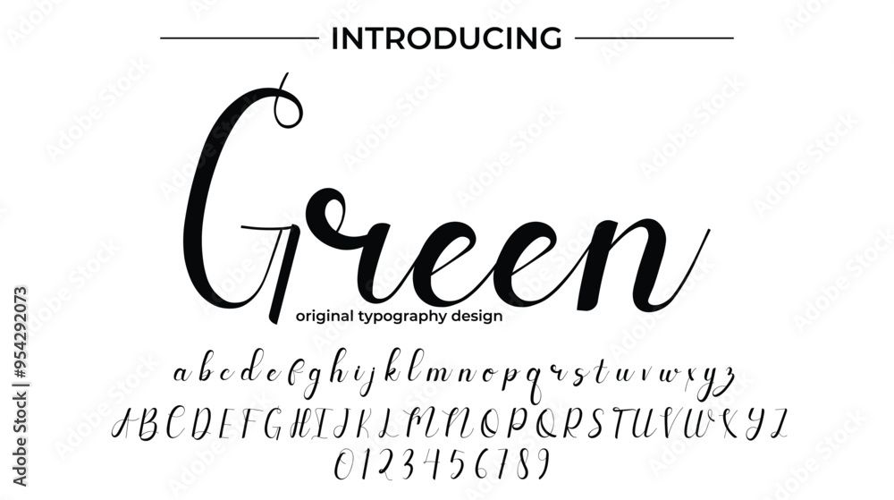 Green Font Stylish brush painted an uppercase vector letters, alphabet ...