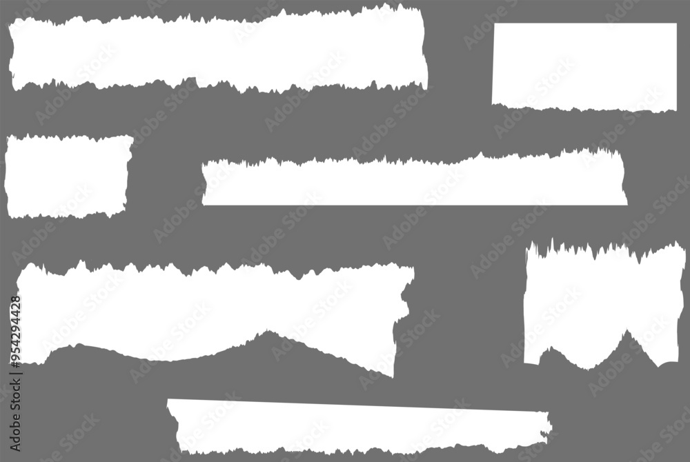 Ripped piece white paper sheets torn blank pages. Damaged letter with a ...