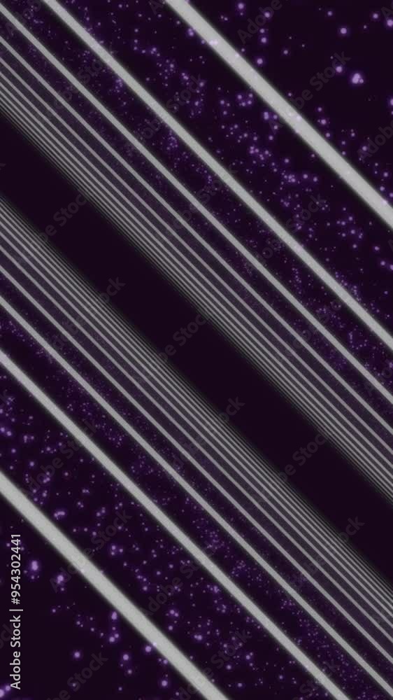 Straight white lines moving and rotating with small dots on purple ...