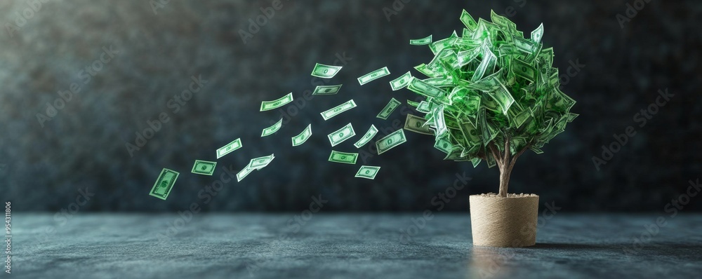 Financial Downturn: Falling Interest Rates Illustrated by Wilting Money ...