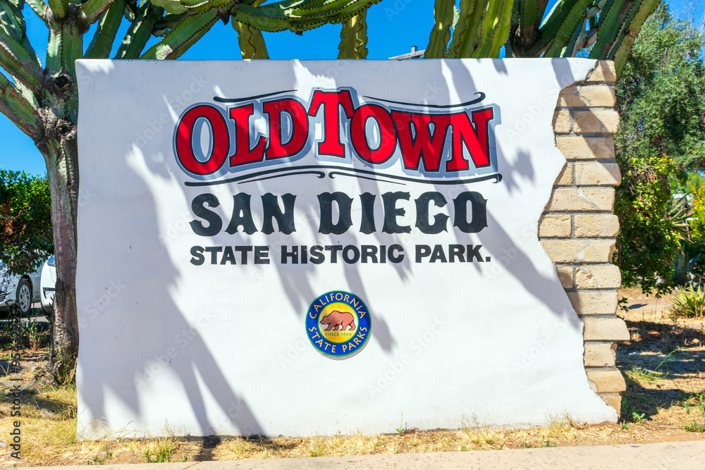 Welcome Sign For Old Town San Diego State Historic Park With A