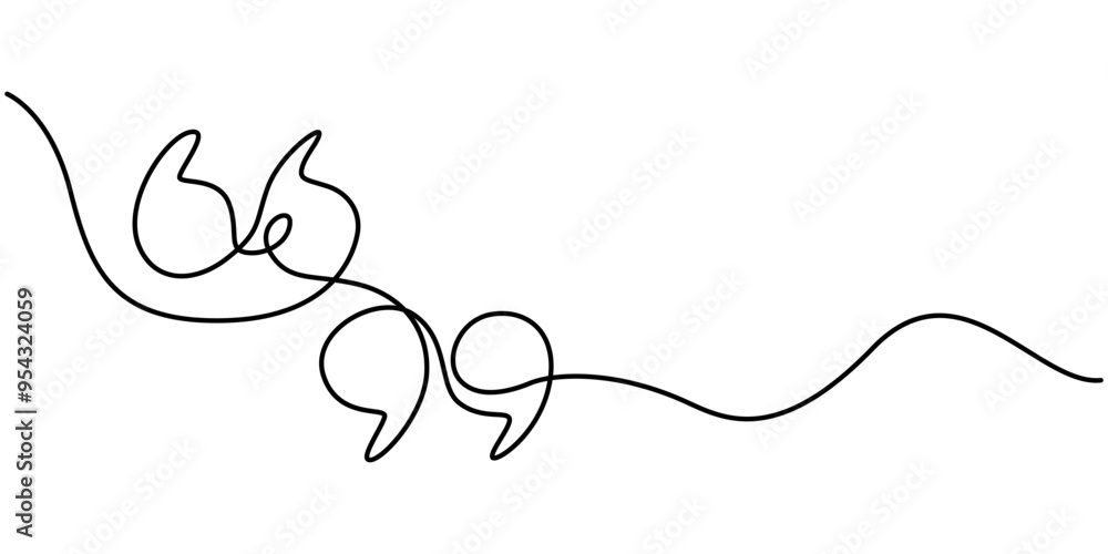 Single continuous line drawing of a quote mark. One continuous line of ...