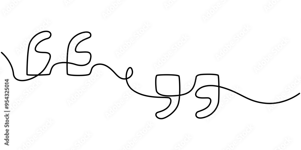 Single continuous line drawing of a quote mark. One continuous line of ...