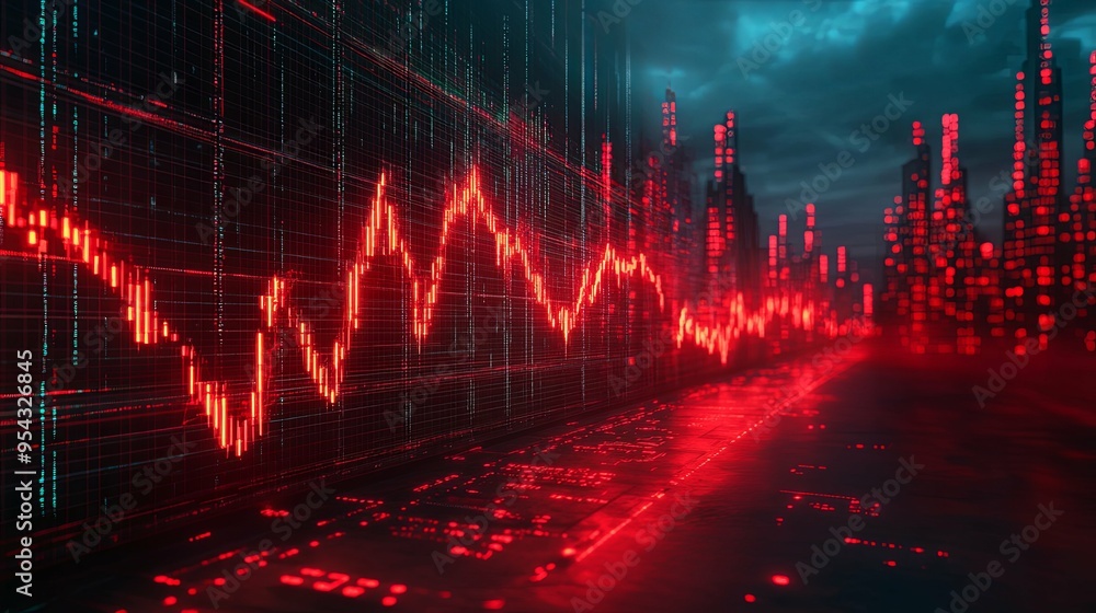 Stock Market Crash Data Visualized With Red Chart Decline Stock ...