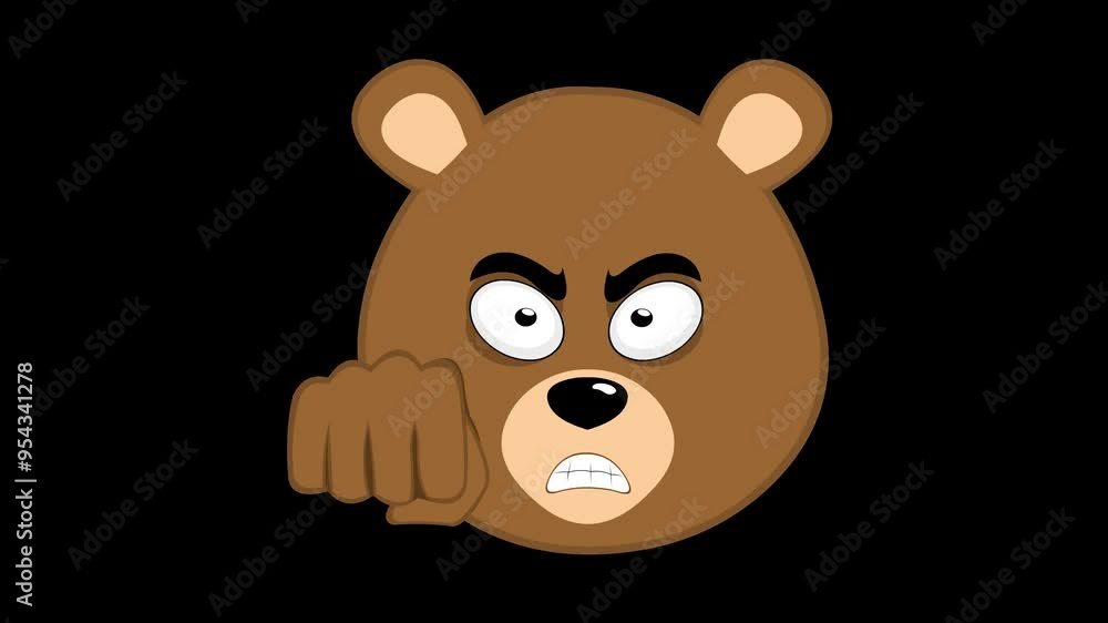 video animation emoji face grizzly bear character cartoon, with an ...