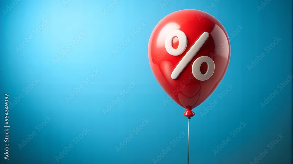 Falling interest rates represented by a deflating balloon with a ...