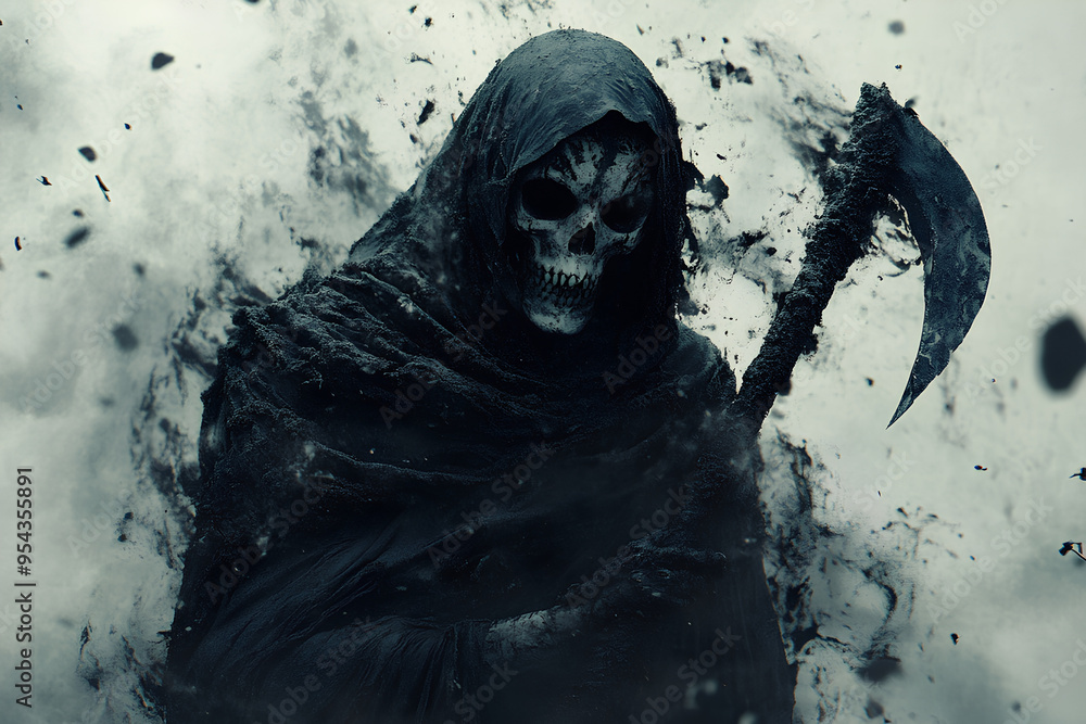 Grim reaper, generative ai death illustration of a scary, horror shot ...
