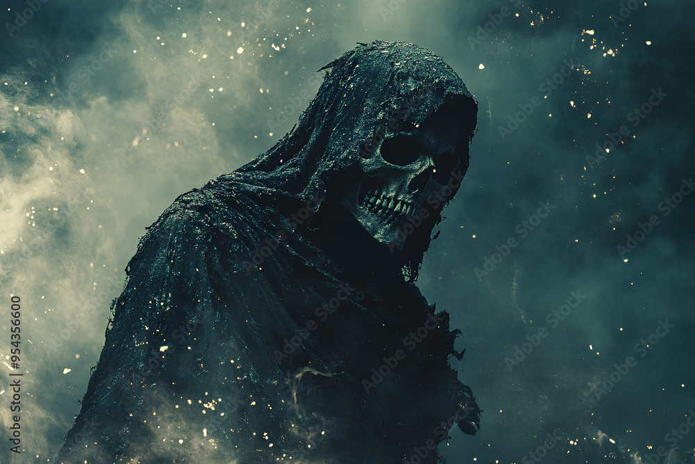 Grim reaper, generative ai death illustration of a scary, horror shot ...