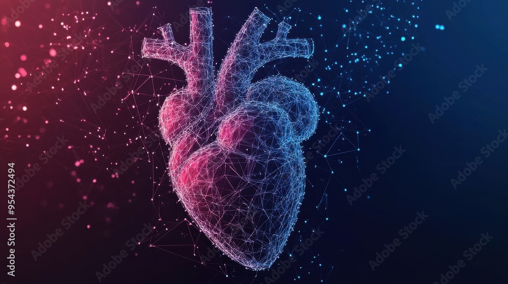 The cardiovascular system. Vector isolated heart with pain center. Low ...
