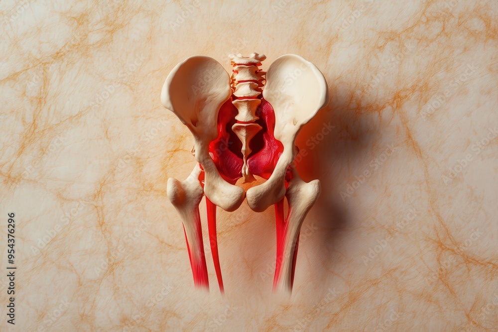 Anatomical model of the human pelvis showcasing skeletal structure and ...