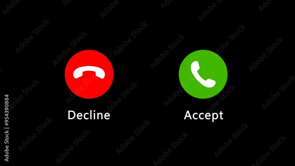 Phone call button screen animation on alpha channel, transparent ...