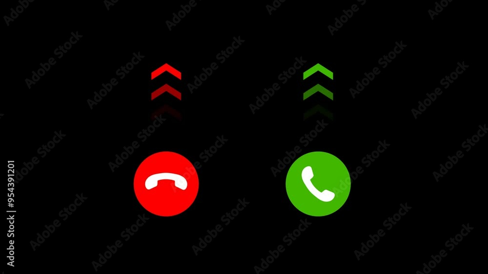 Phone call button screen animation on alpha channel, transparent ...