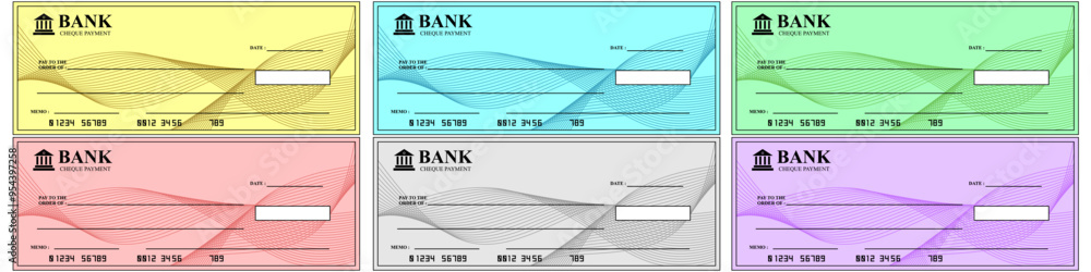 Editable blank Bank check, money cheque, checkbook template Finance ...