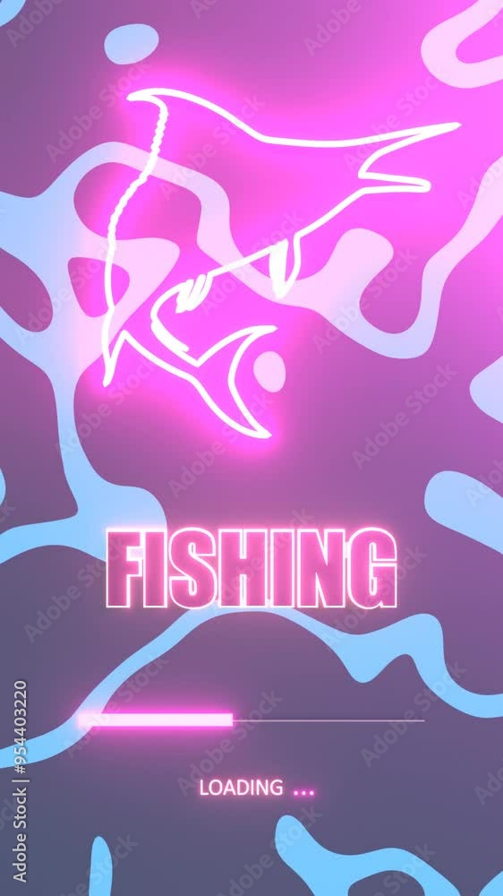 Marlin fishing progress bar loading. Fish emblem. Fishing theme ...