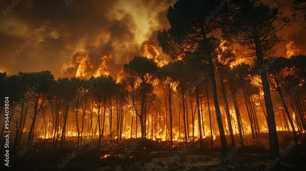 Wildfire: A rapidly spreading fire in dry forests or grasslands, driven ...