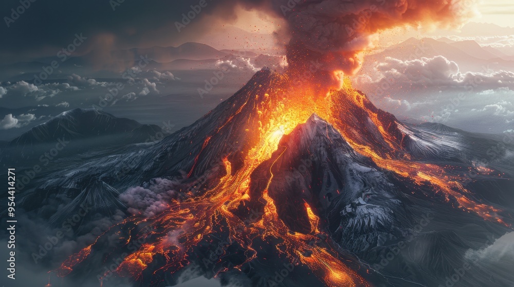 Volcanic Eruption: The explosive release of magma, ash, and gases from ...