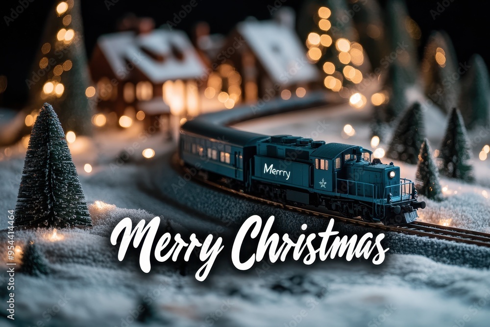 Holiday Train Set Collage: Pictures of a model train set circling a ...