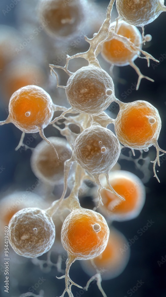 Pathogenic bacteria colonizing a surface, biofilm formation visible ...