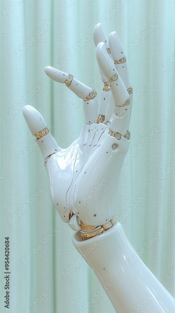 Robotic hand, performing a sign language gesture, with realistic joint ...