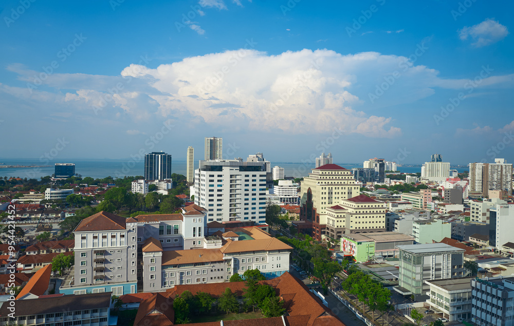 Penang, Malaysia - March 28, 2024: Panoramic view of georgetown on ...
