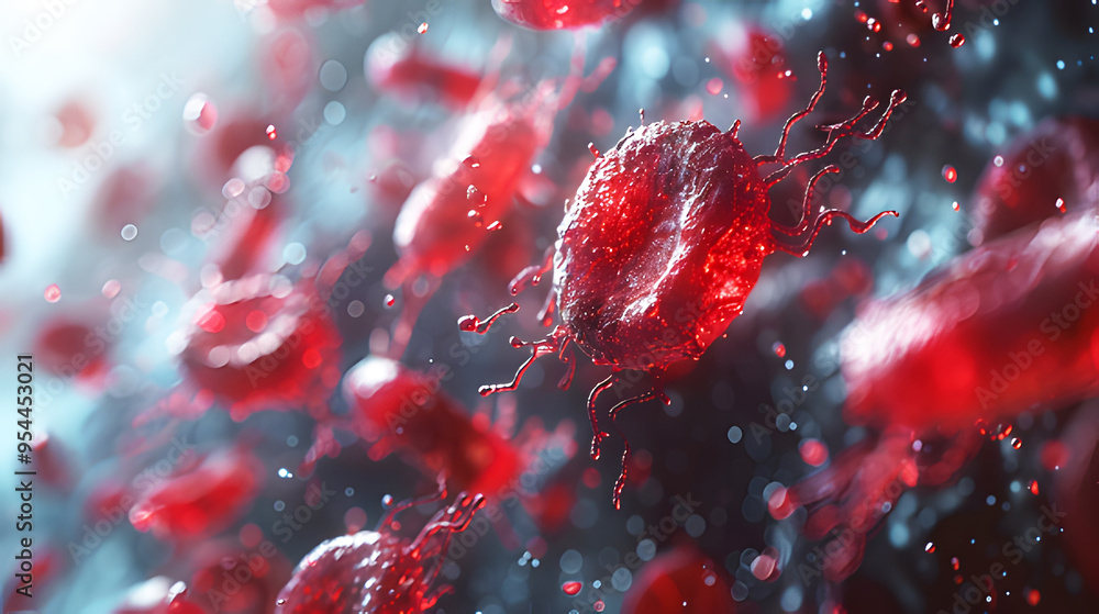 Structure red blood cells flowing in vessel (Erythrocyte) medical ...