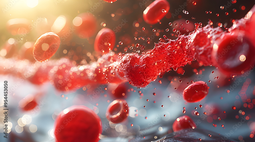 Structure red blood cells flowing in vessel (Erythrocyte) medical ...