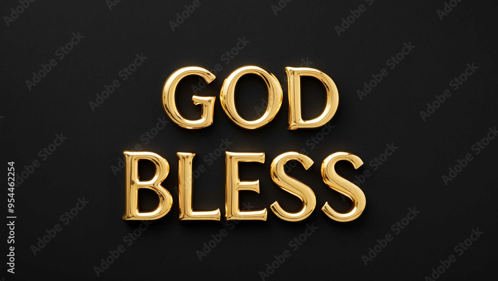God bless you word gold metallic shiny lettering on plain black ...