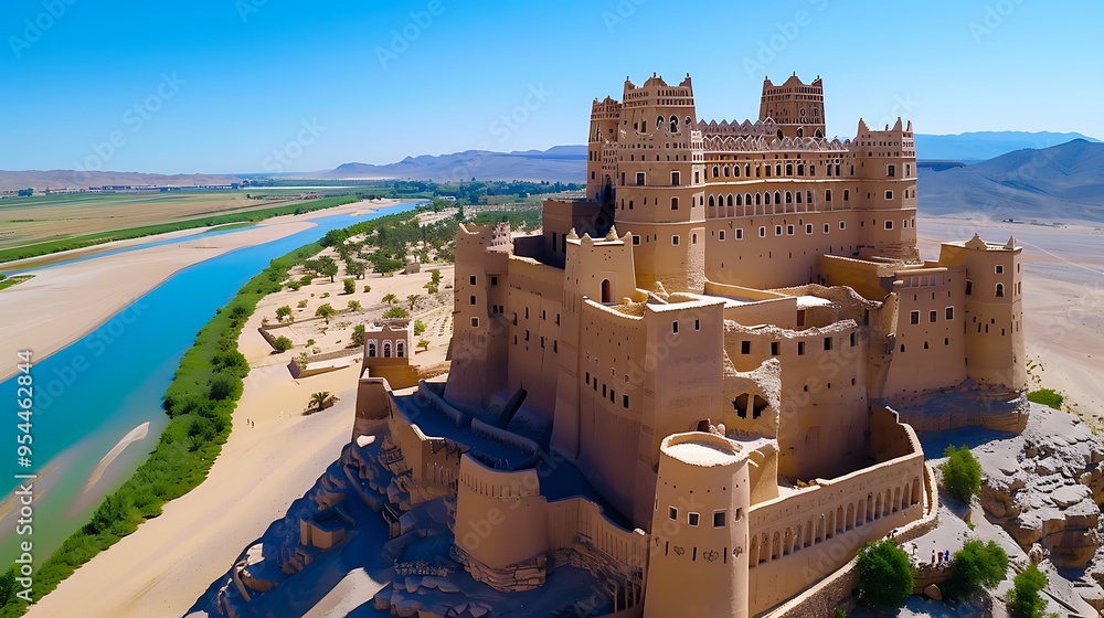 A traditional Berber mud brick fortress, standing resilient in the ...