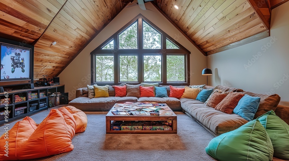 Cozy Attic Game Room: Perfect Poster for a Family Gathering Space with ...